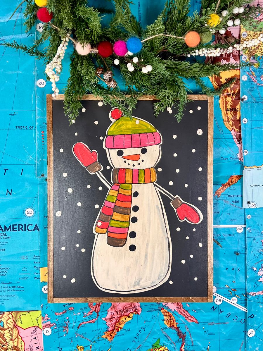 NEW snowy snowman Hand-Painted Sign – Little Red Porch Signs